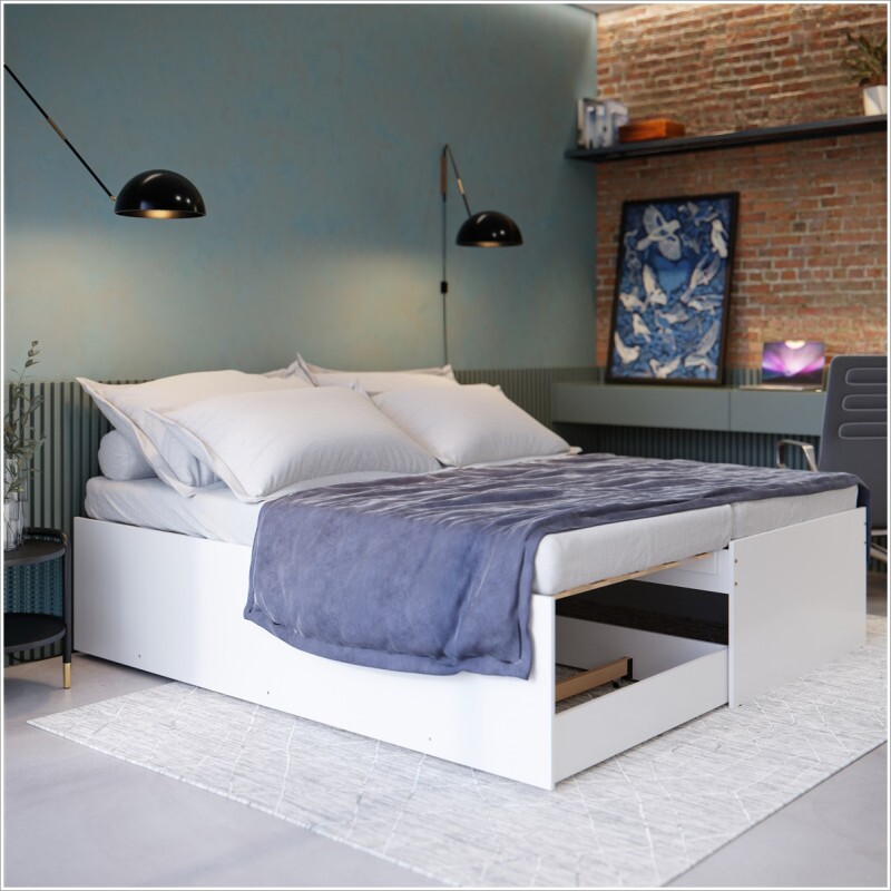 Cama Solteiro Casal Com Auxiliar 3 Em 1 Matrix Branca Tebarrot