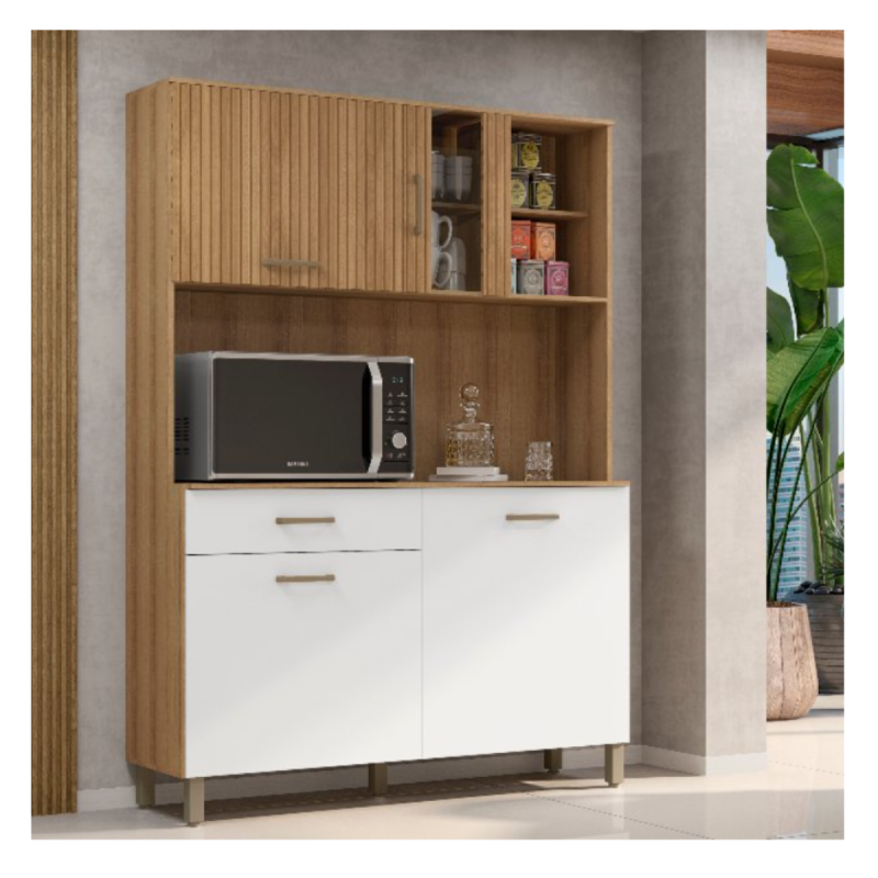 Kit Cozinha Viena Plus 1200 Branco Ripado Madine