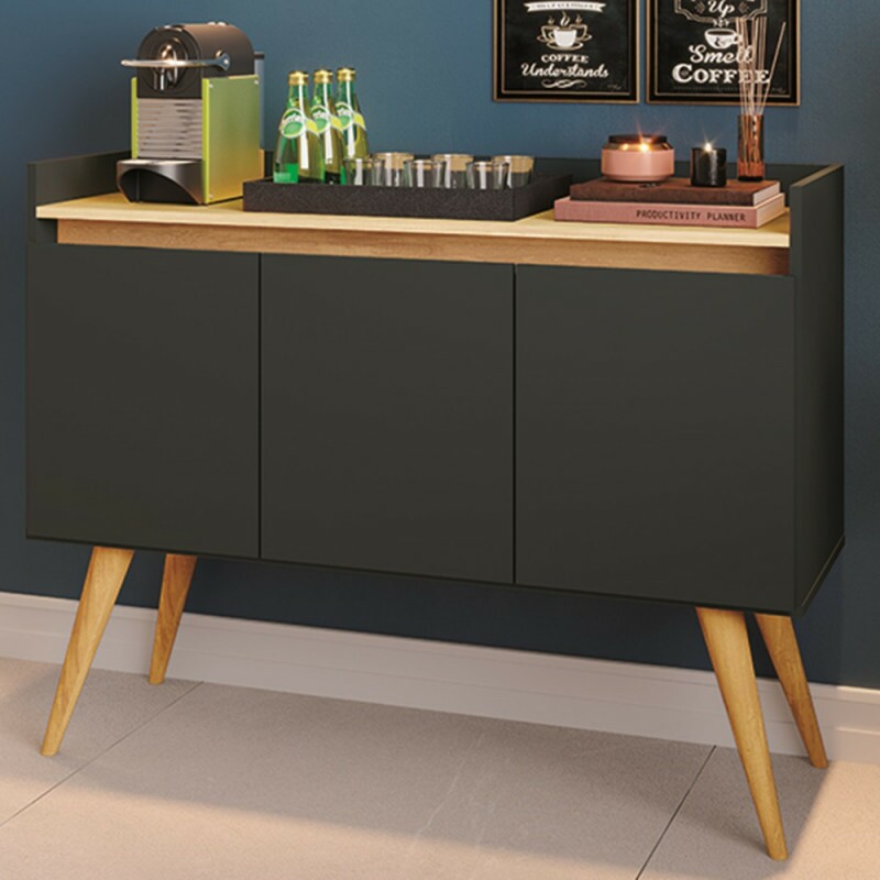 Buffet Gold 3 Portas Preto Mel 1475 Primus Móveis