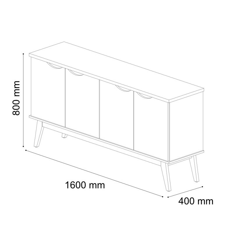 Buffet Prism 4 Portas Branco Acetinado Cumaru Patrimar