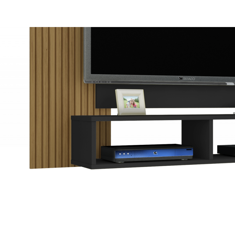 Painel Navi Bechara Preto Fosco Ripado TV 47 Sala